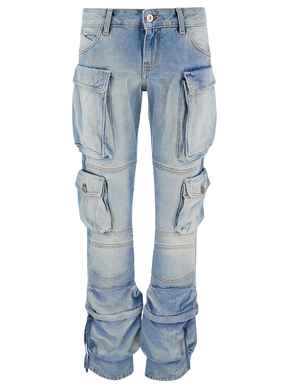 The Attico Women 'Essie' Light Blue Fitted Jeans With Cargo Pockets In ...