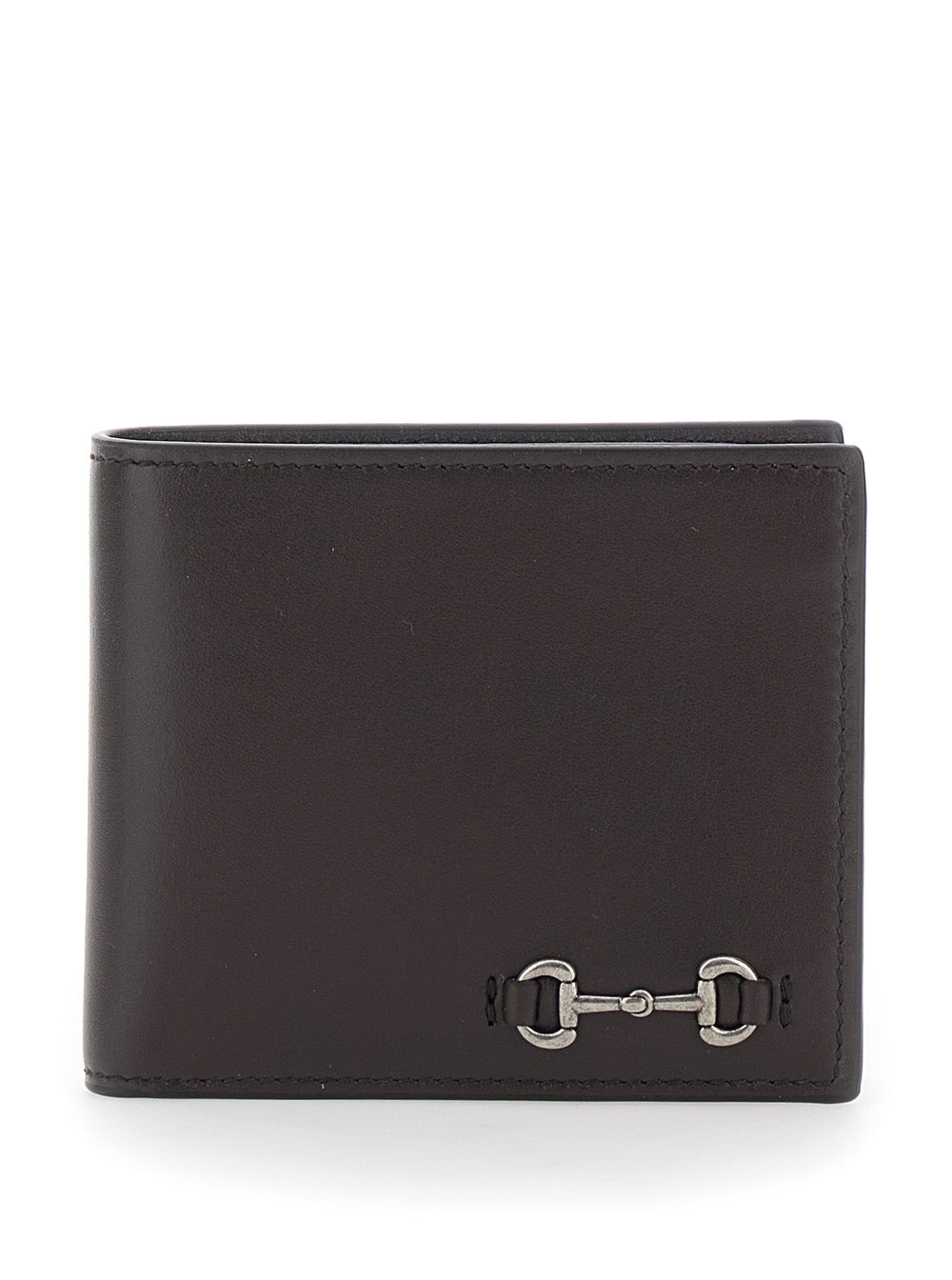 Gucci Men Brown Bi-Fold Wallet With Horsebit On The Front And Logo Imp ...